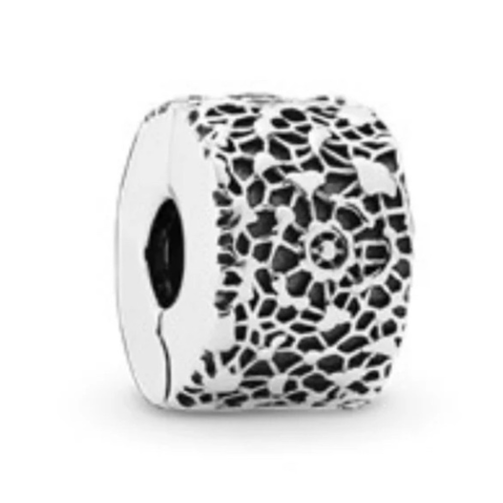 Pair Of Authentic Pandora Layers Of Lace Clips - Gem